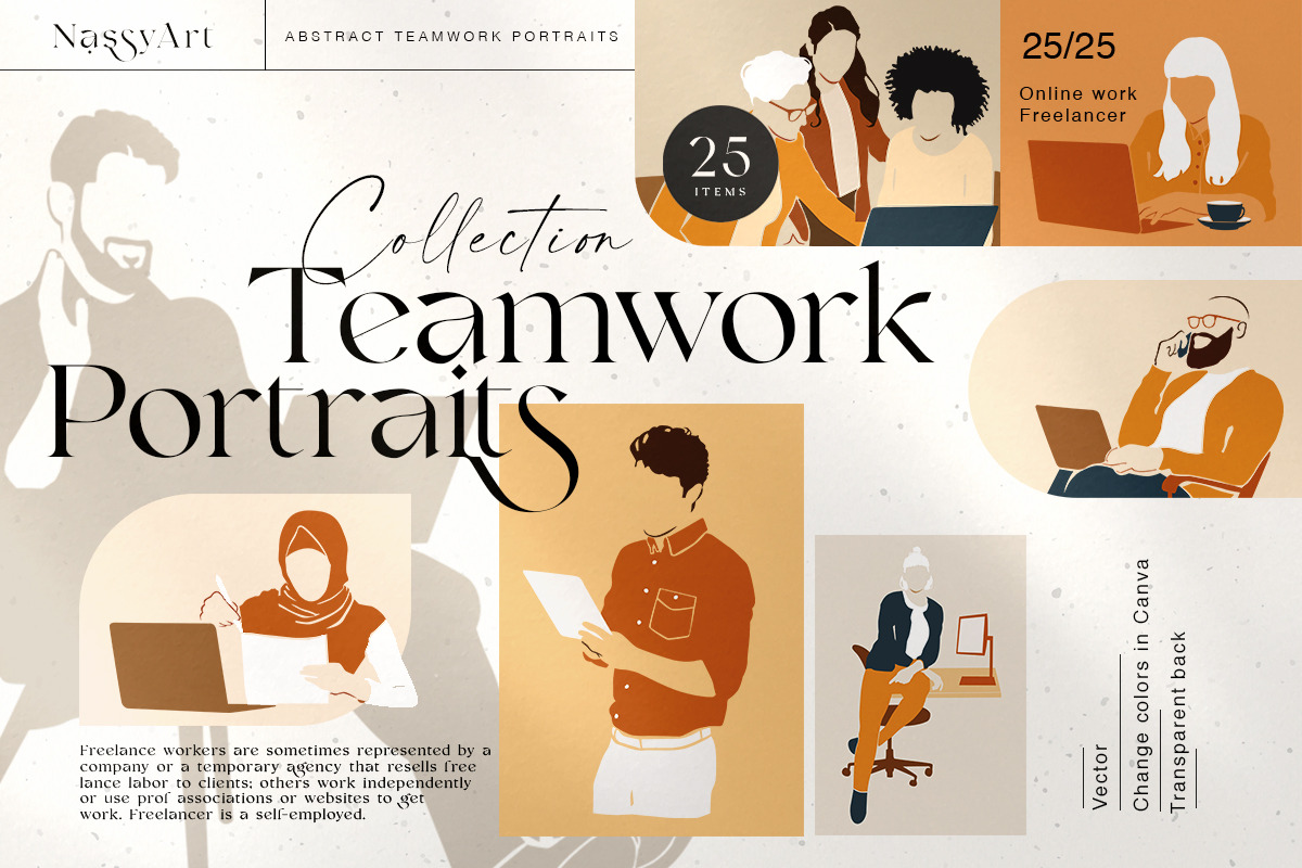 Teamwork People Abstract Portraits, an Education Illustration by NassyArt