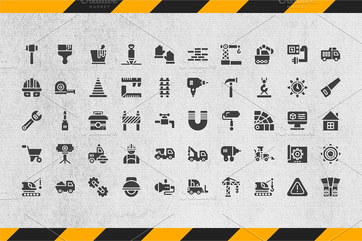 200 Construction Icon Pack, an Icon by Creastale | Creative Market