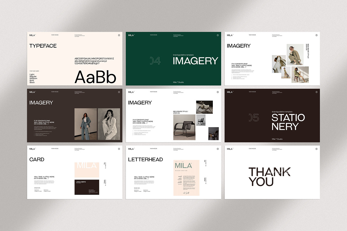 Mila Brand Guidelines Template, a Presentation Template by evgenystudio