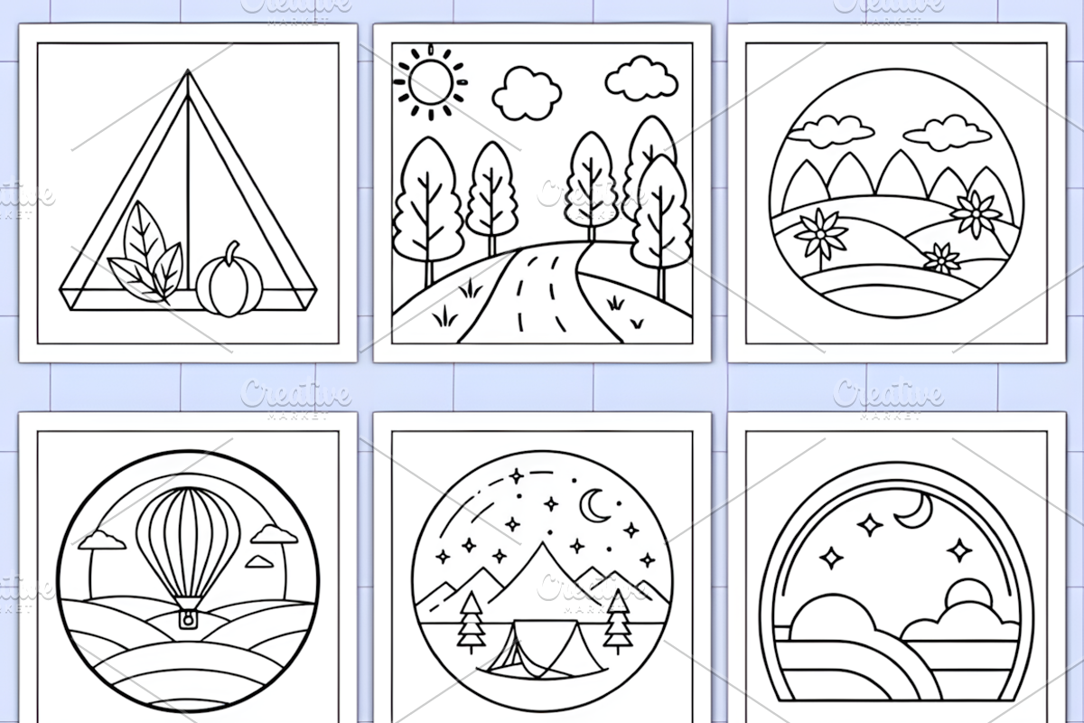 Minimal Art Coloring Book Bold Easy, a Decorative Illustration by ...