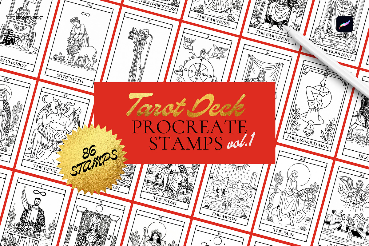 Procreate Tarot Deck Stamps, a Shape Add-On by Spasibenko Art