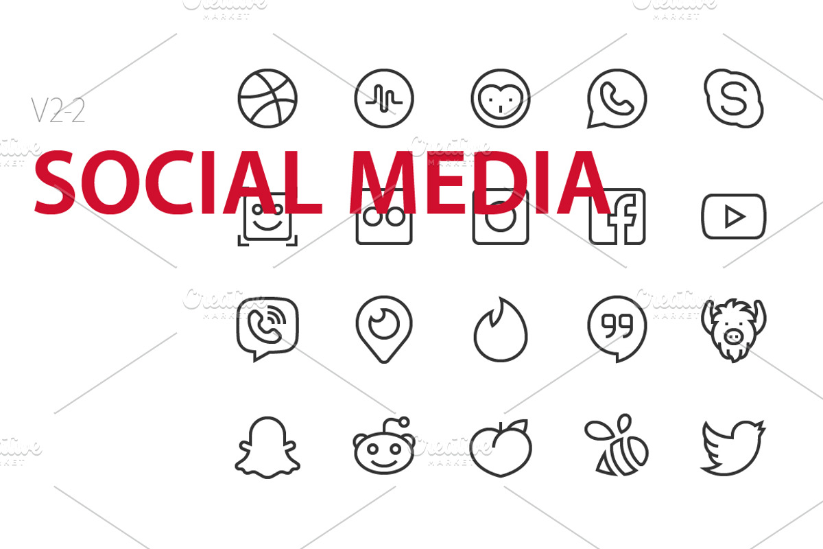 40 Social media UI icons, an Outline Icon by Palau
