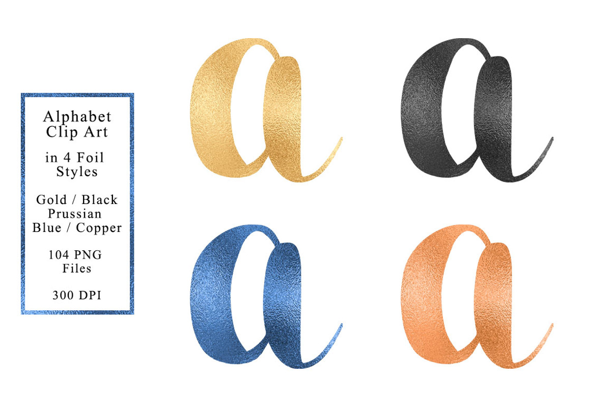Foil Alphabet in 4 Colors, an Object Graphic by PeDe Designs