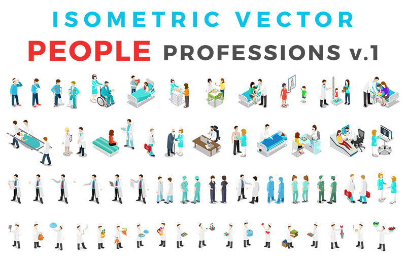 Vector Professions People Isometric, a Graphic by Sentavio