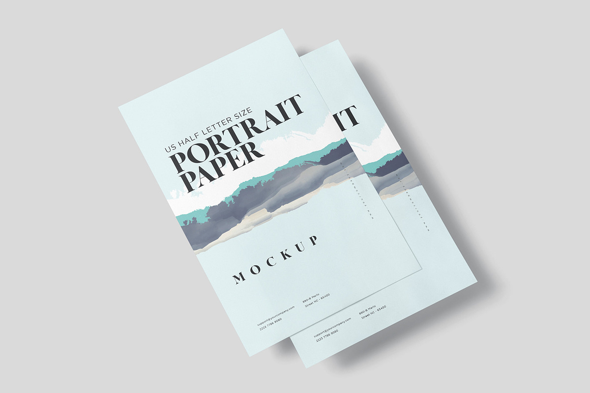 US Half Letter Size Paper Mockups, a Product Mockup by GfxFoundry