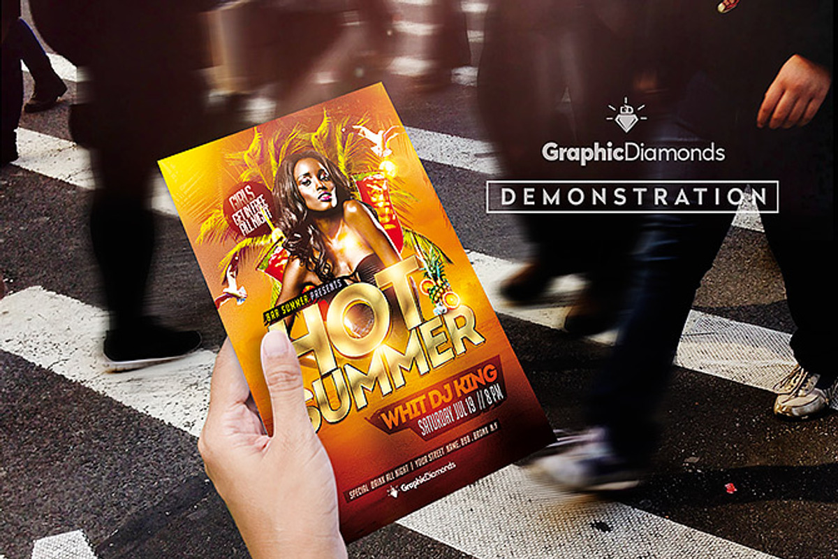 Hot Summer Flyer Template, a Flyer Template by GraphicDiamonds