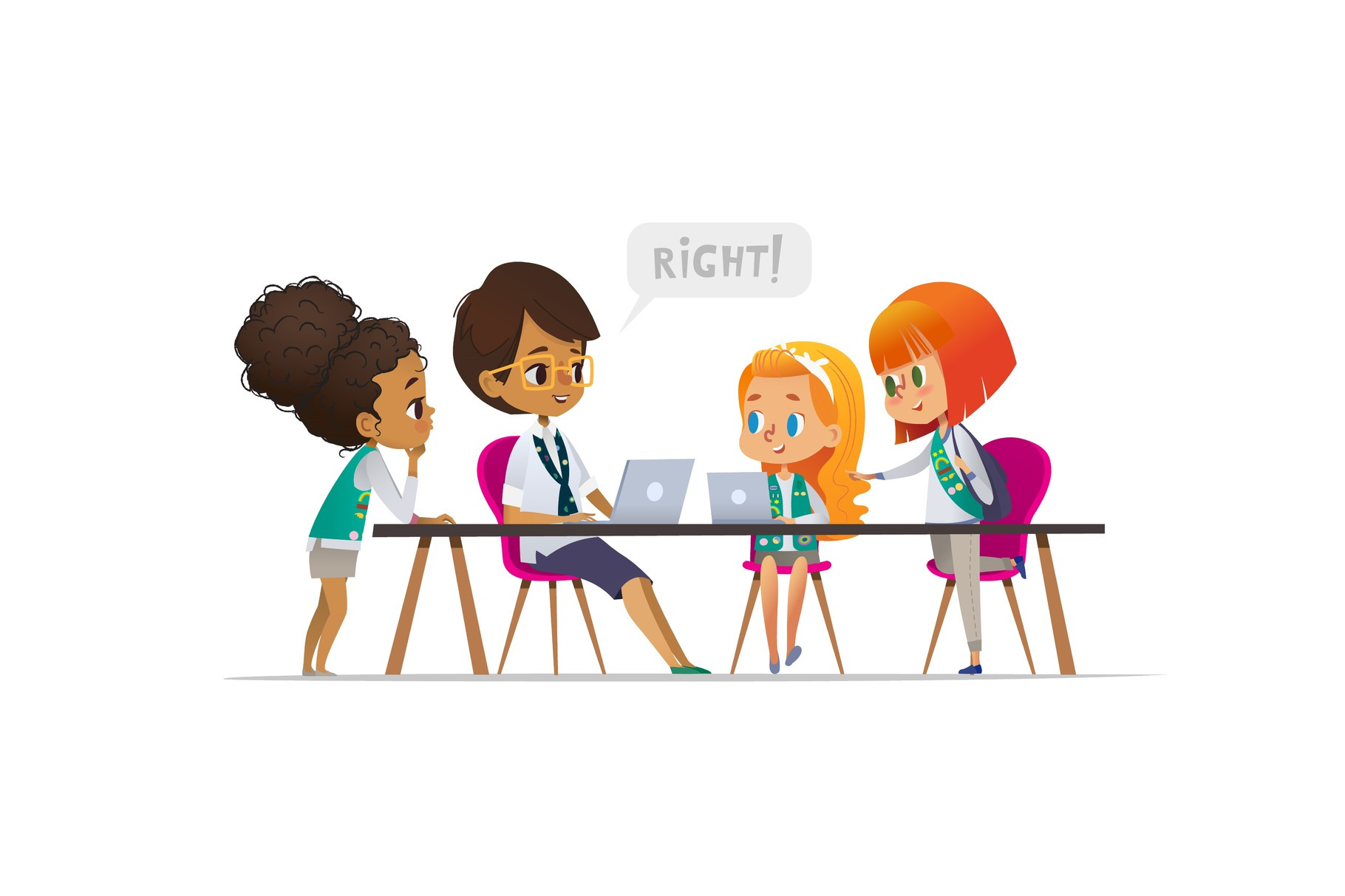 Coding for Children in Scouting Camp | Education Illustrations ...