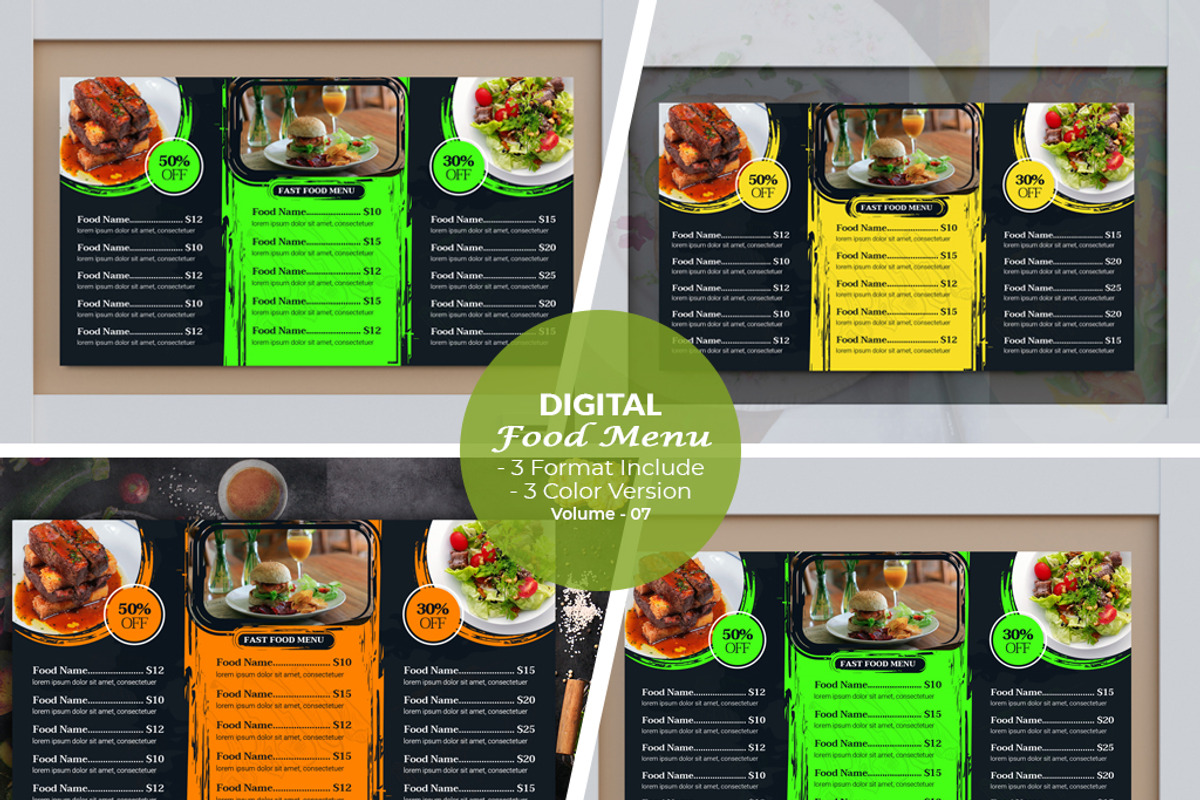 Digital Food Menu Design Template, a Stationery Template by MRI STUDIO
