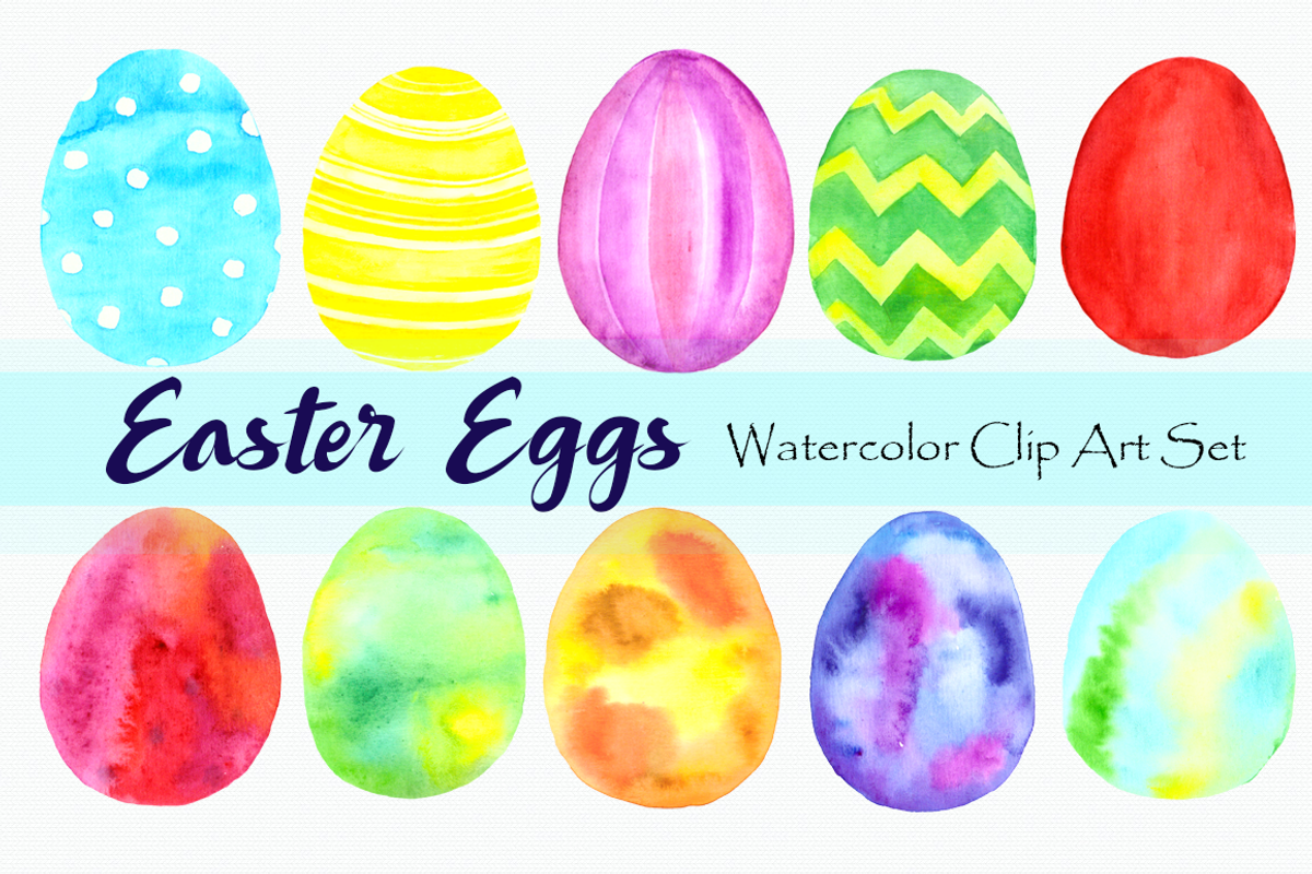 Watercolor Easter Eggs Clip Art Set, an Object Graphic by Tati Bordiu