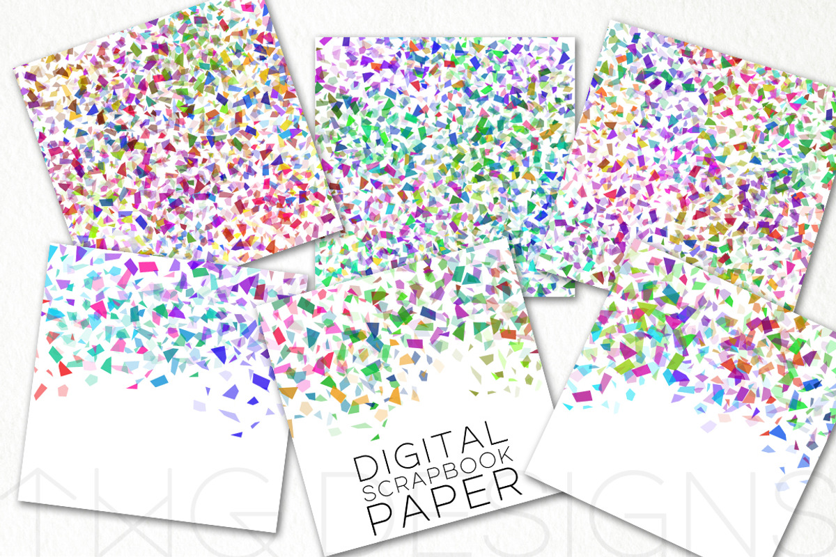 Rainbow Confetti Digital Paper, a Pattern Graphic by TWG Designs