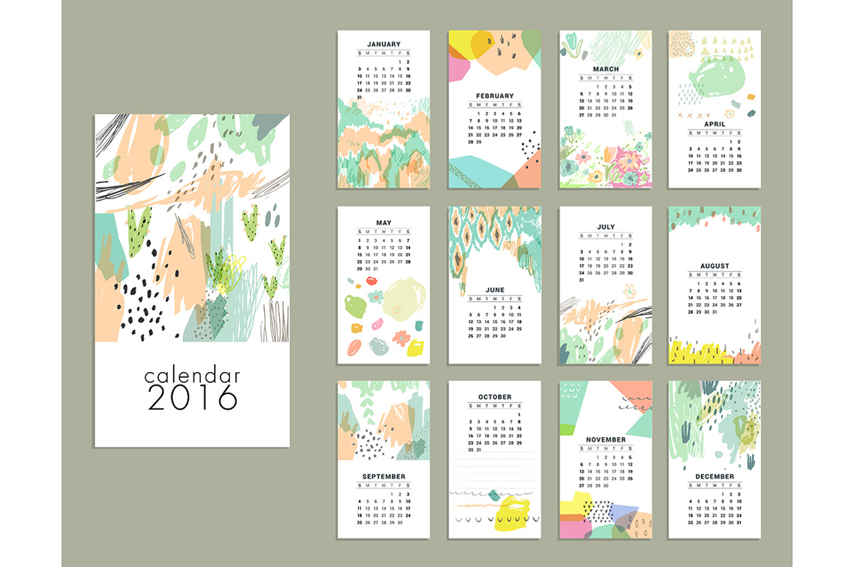 Calendar 2016. Scribble, a Work Illustration by Lera Efremova