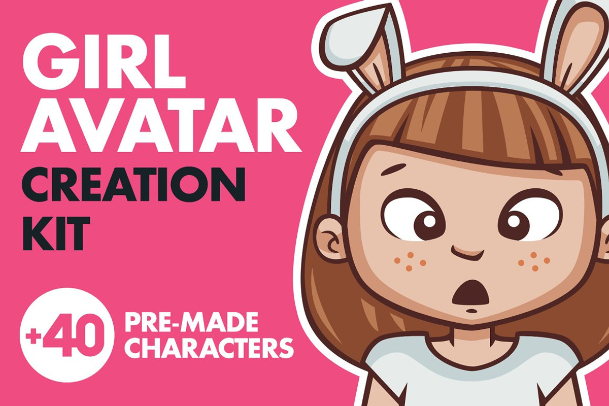 Cartoon Girl Avatar Creation Kit, a Person Illustration by wowu