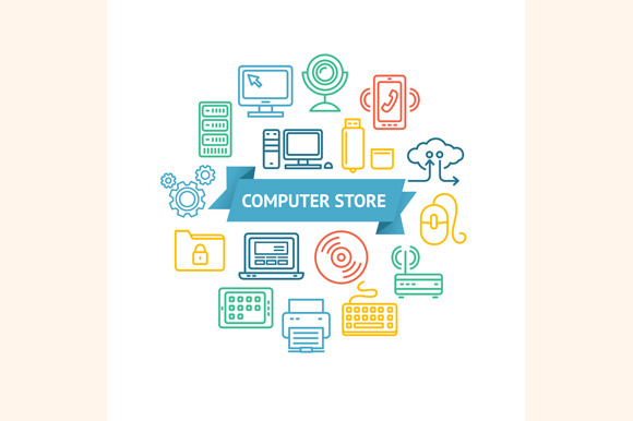 Computer Store Concept. Vector, a Technology Illustration by More Shop