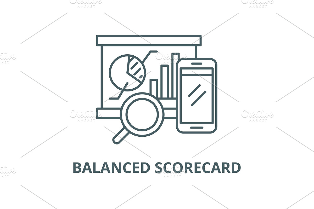 Balanced scorecard vector line icon, a Finance Illustration by urban ...