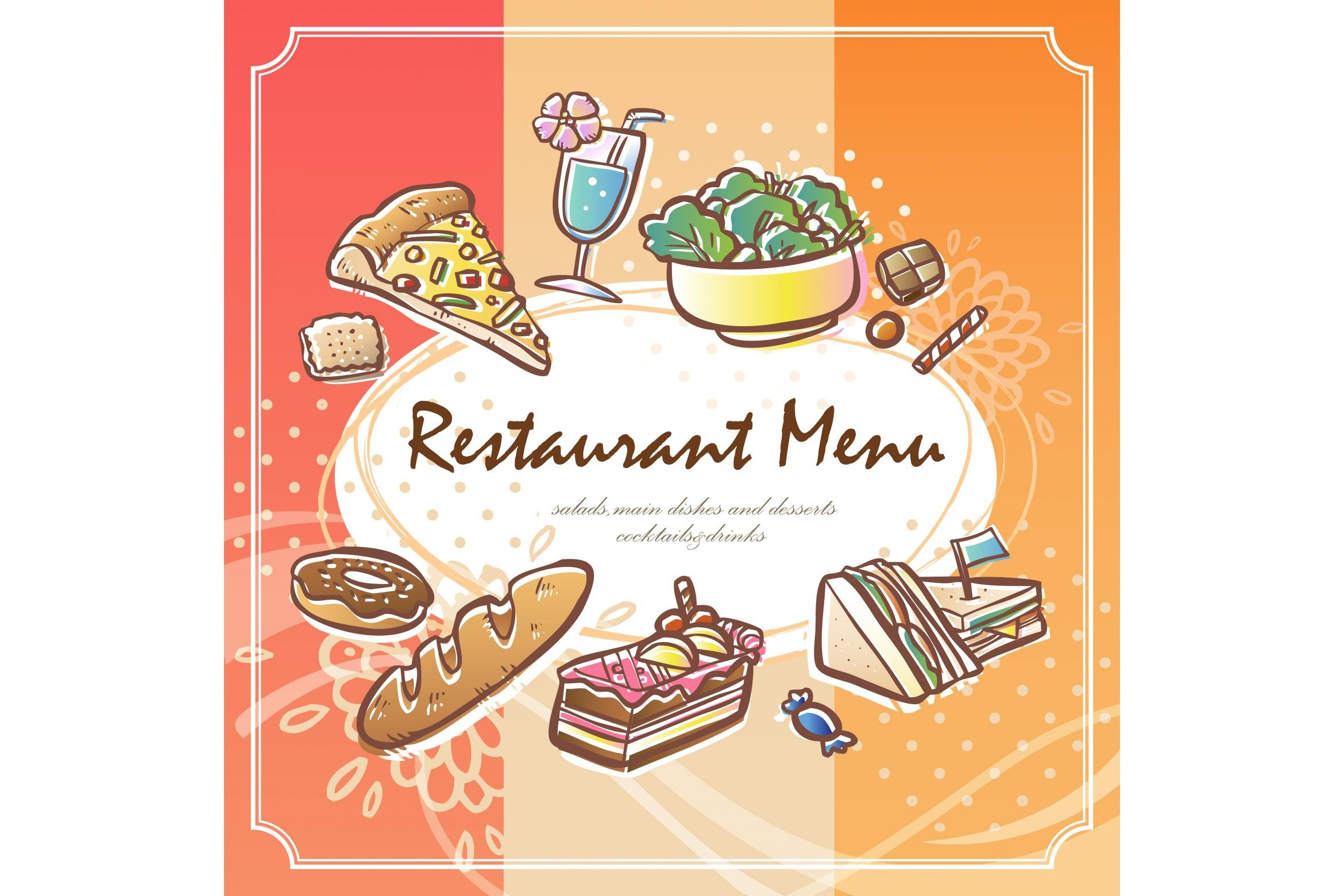lovely restaurant menu, a Food Illustration by TotallypicRF