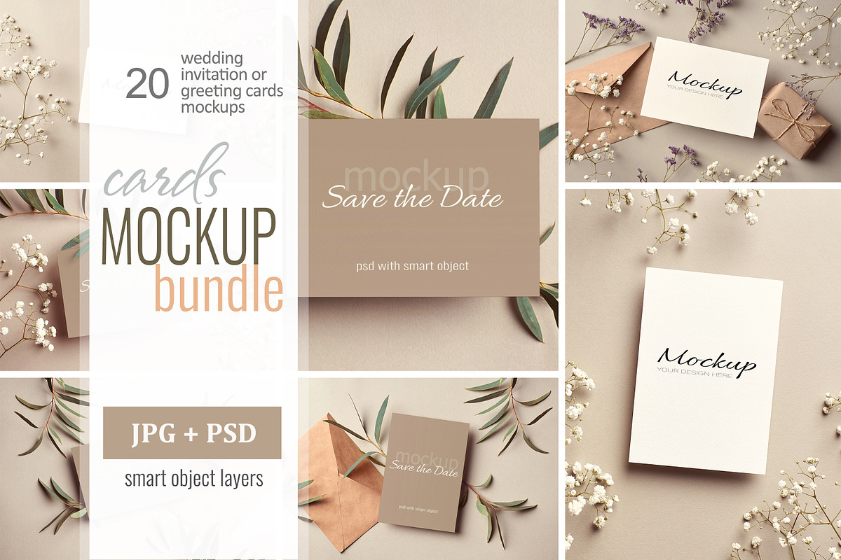 Wedding Invitation MOCKUP Bundle, a Product Mockup by nika-vera