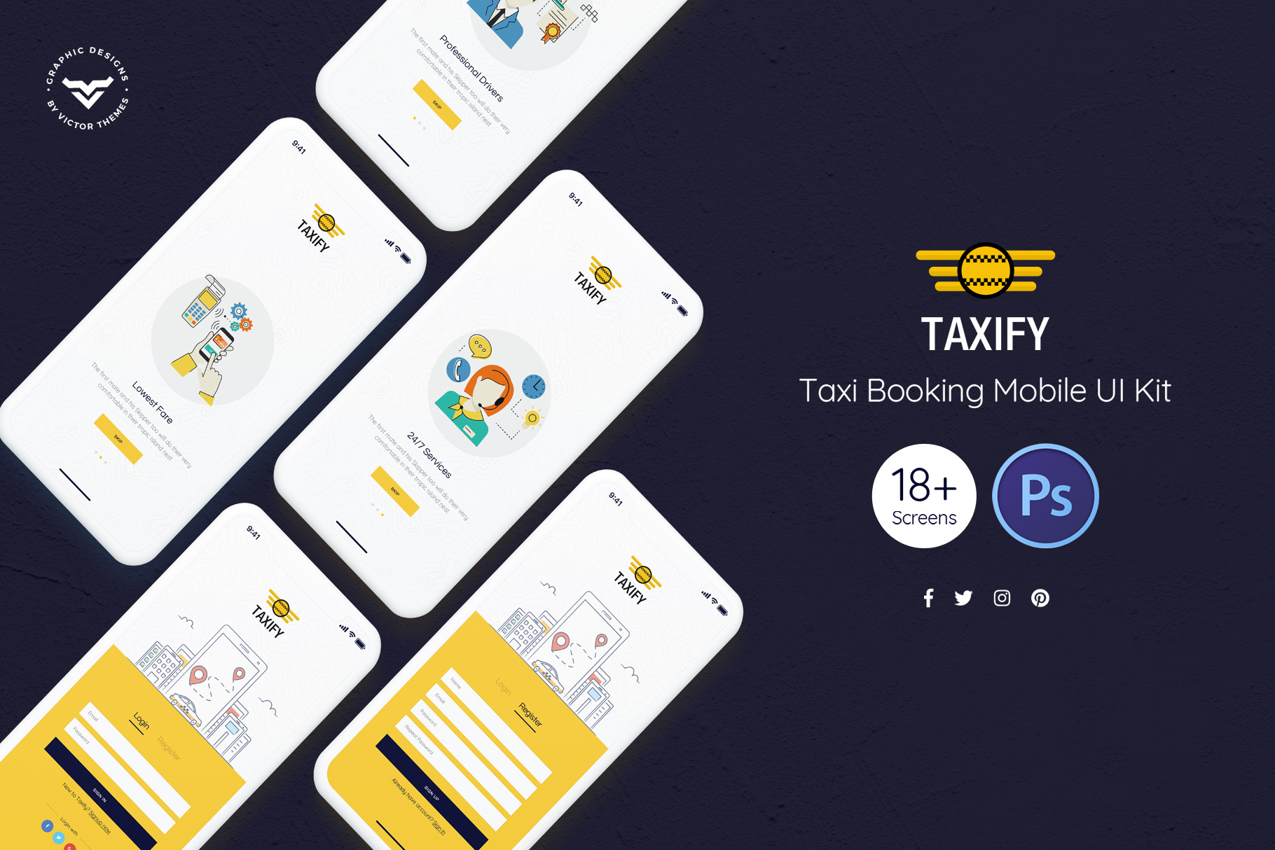 Taxi Booking App UI Kit, an UI Kit Template by VictorThemes