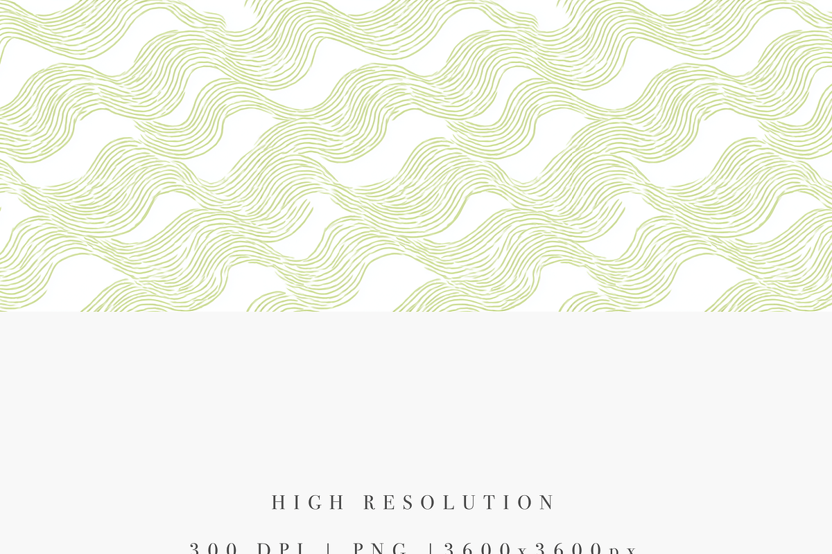 Sage Green Wavy Lines Seamless Pattern PNG