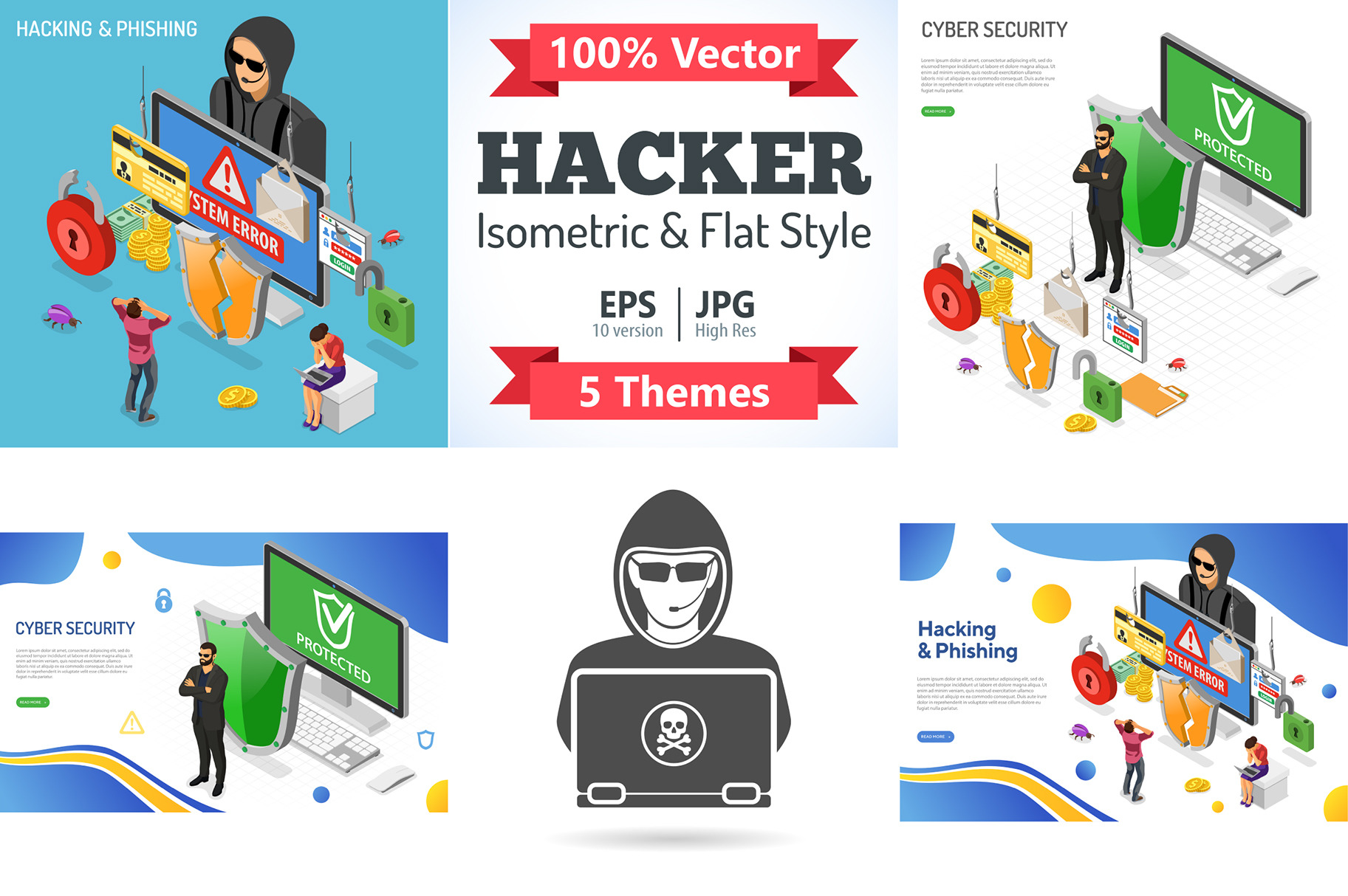 Hacker Activity Isometric Concepts, a Person Illustration by TAlex