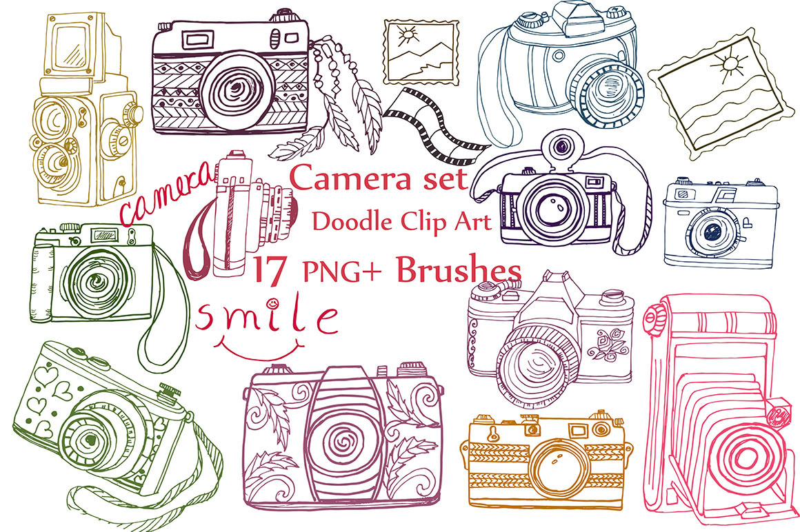 Doodle camera clipart PS Brushes, an Illustration by chilipapers
