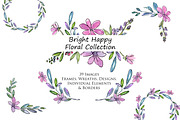 Bright Happy Flowers Clip Art, an Illustration by Graphic Blue Bird