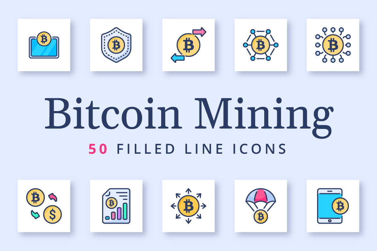 Bitcoin Mining, a Solid Icon by vectorstank | Creative Market