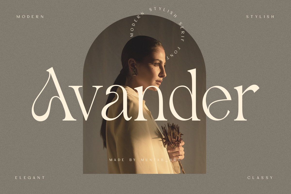 Avander | Modern Stylish, a Serif Font by Muntab_Art