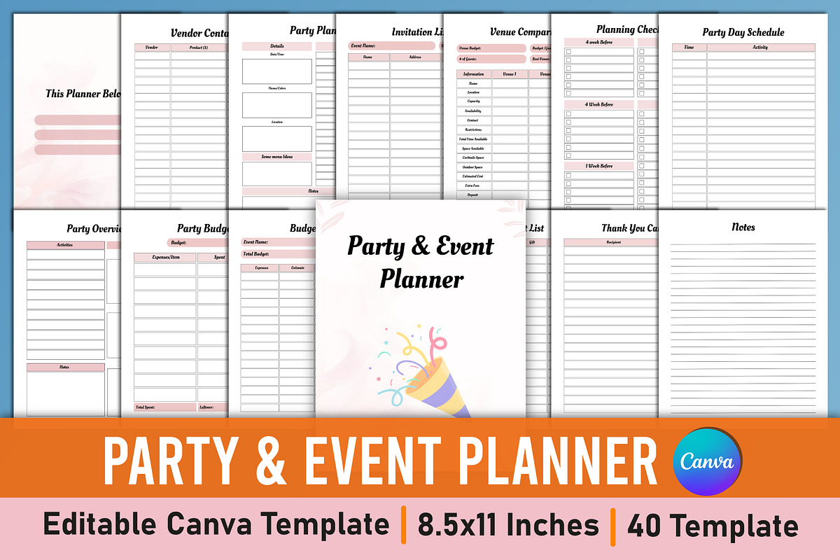 Editable Party & Event Planner Canva