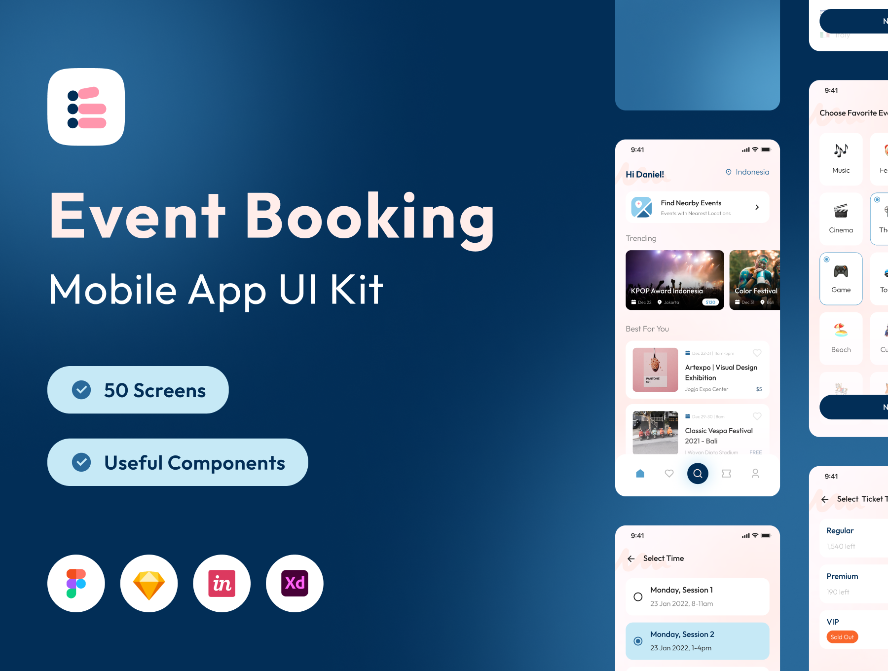 Evento - Event Booking Apps UI KIT, an App Template by Vektora Studio