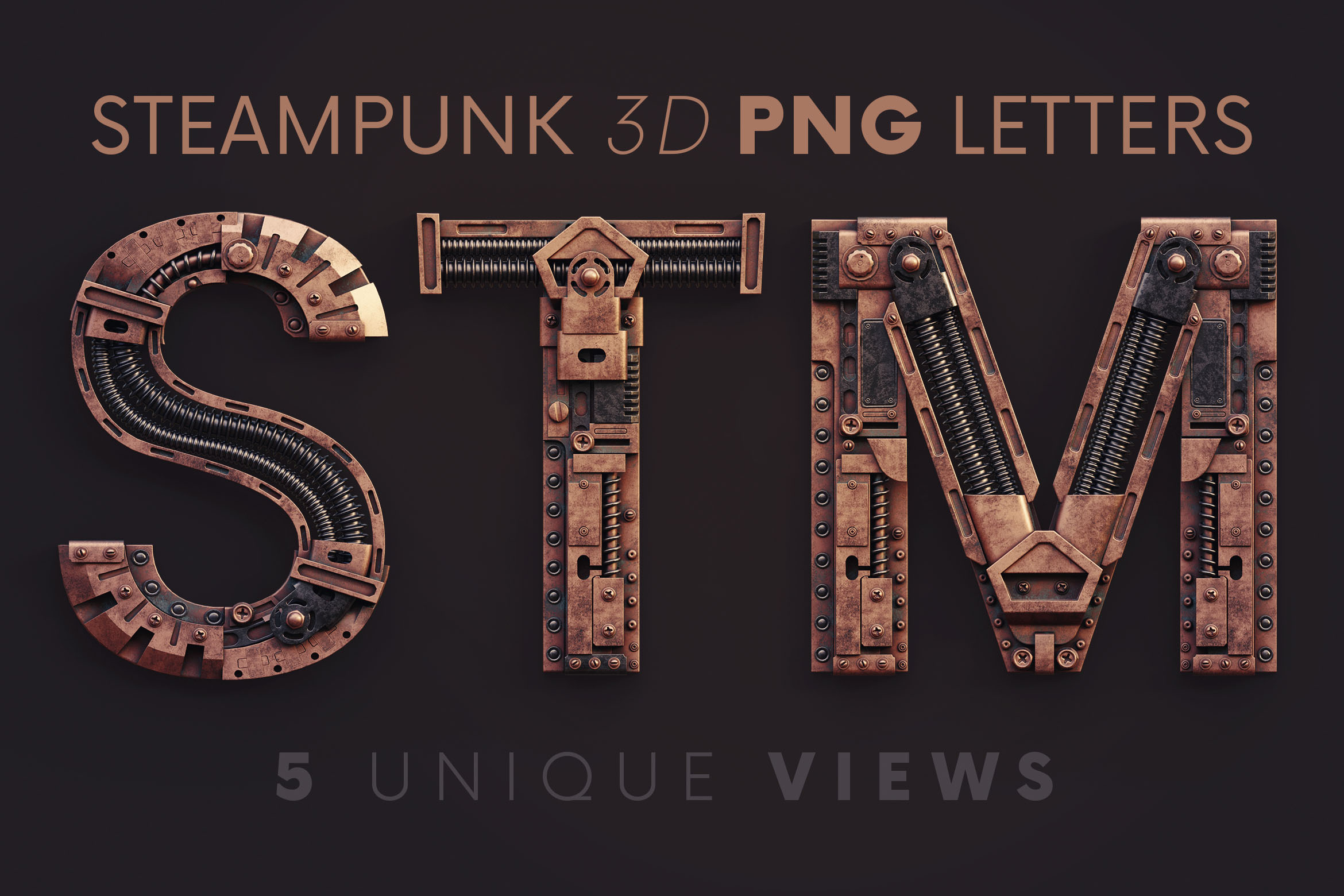 Steampunk - 3D Lettering, a Graphic by MIIM | Creative Market
