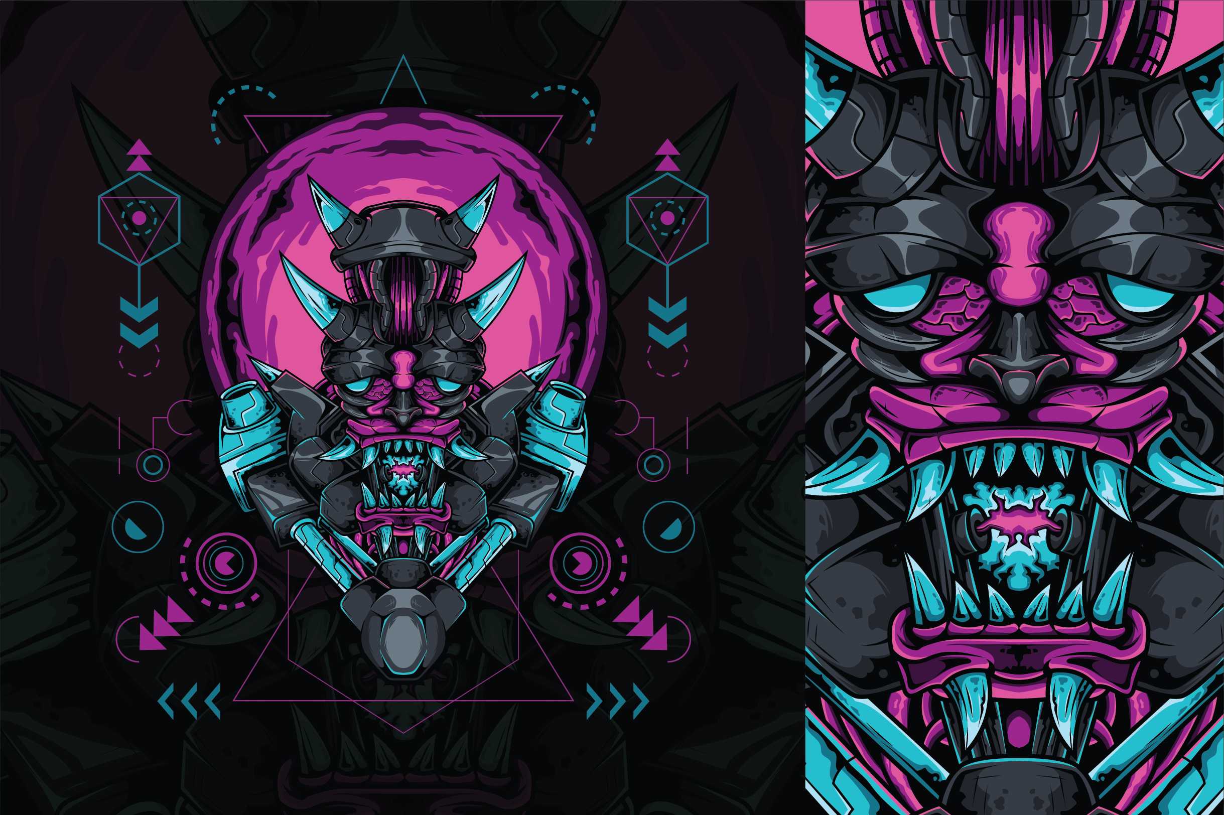 Hannya robotic - vector, an Animal Illustration by erix_ultrasonic