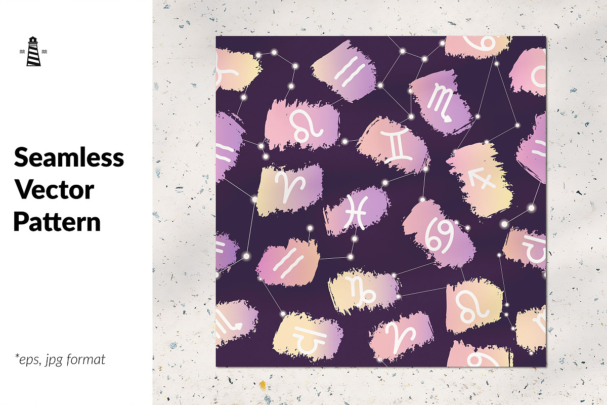 Zodiac signs seamless pattern, a Pattern Graphic by Norse Studio