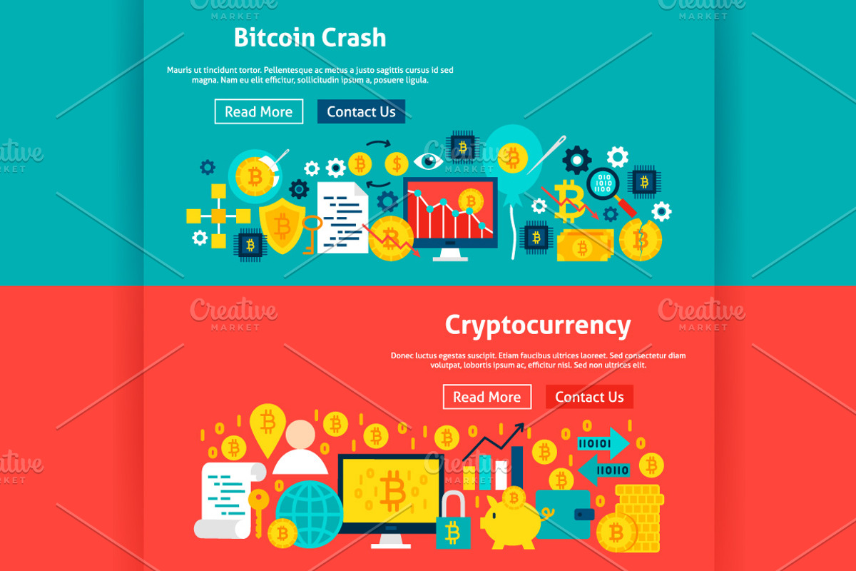 Bitcoin Banners, a Finance Illustration by Anna_leni