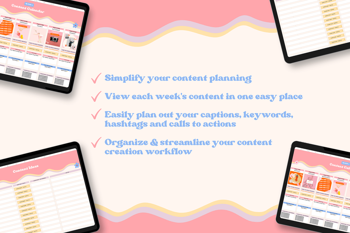Content Calendar for Google Sheets, a Social Media Template by Kurly ...