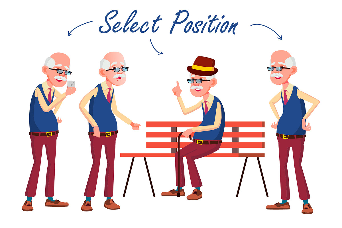 Old Man Animation Vector Set, a Person Illustration by pikepicture ...