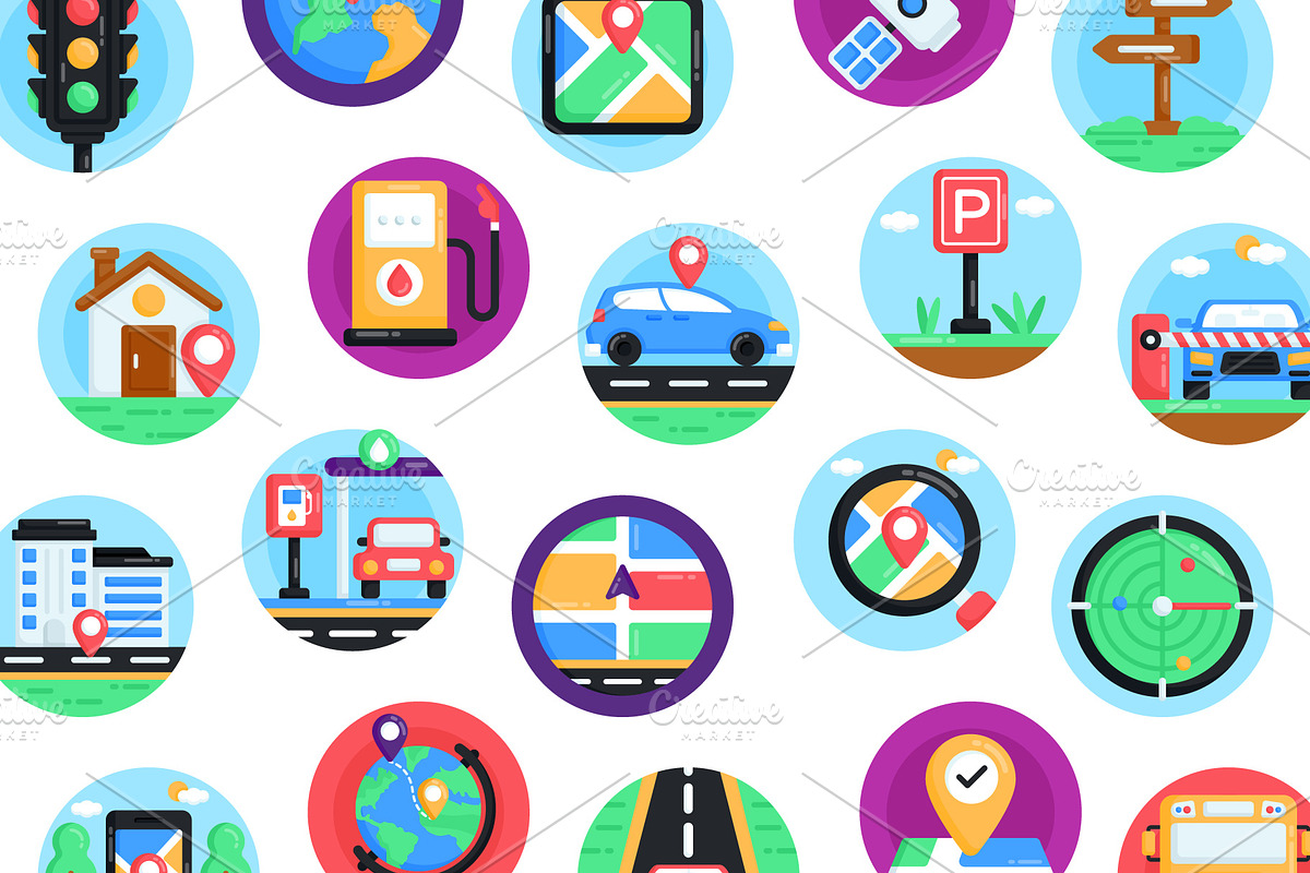 Navigation icon - 100 map vector icons