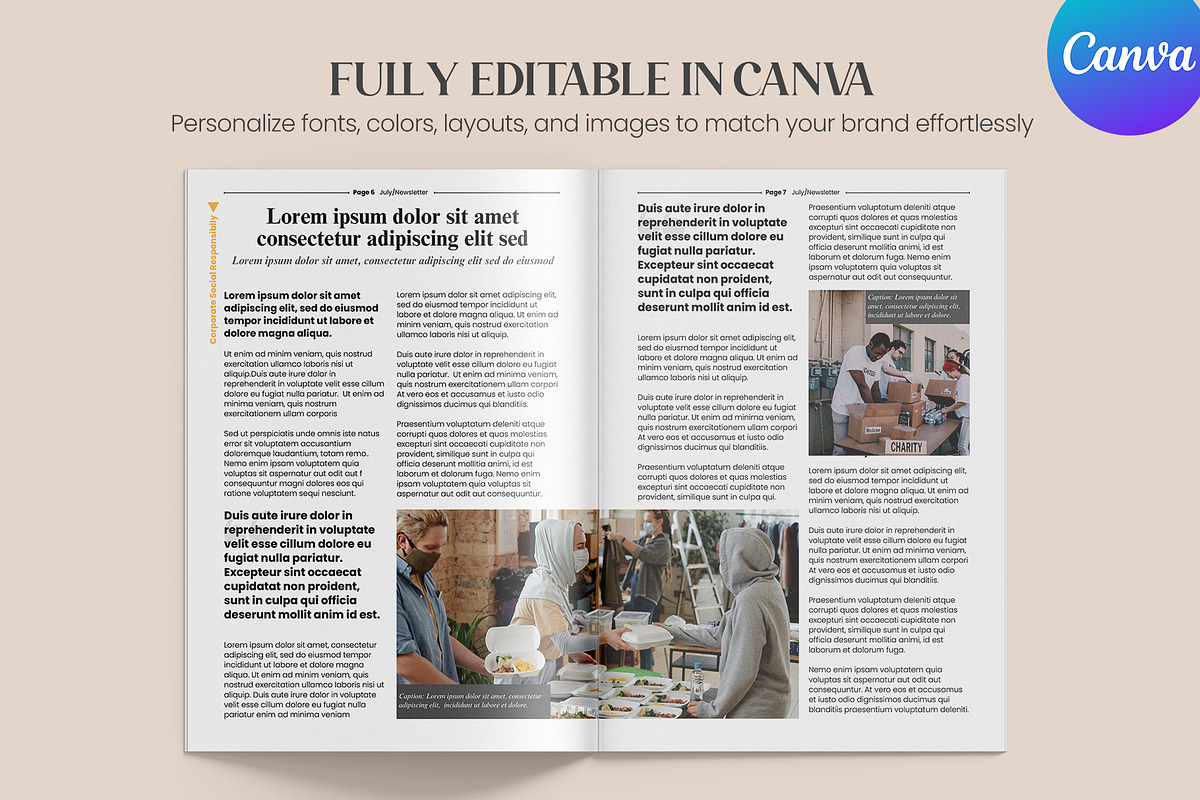 Minimalist Monthly Newsletter in Canva | Creative Market