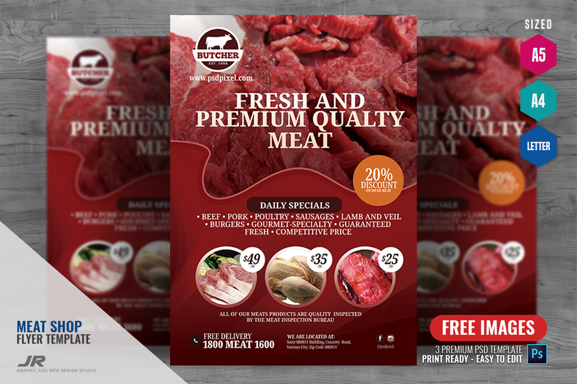 Meat Services Flyer, a Flyer Template by PSDPixel