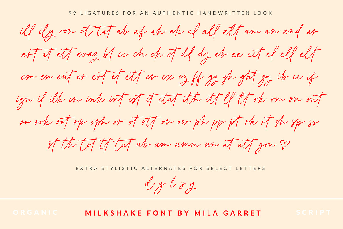 Milkshake Modern Handwritten Script, a Script Font by Mila Garret