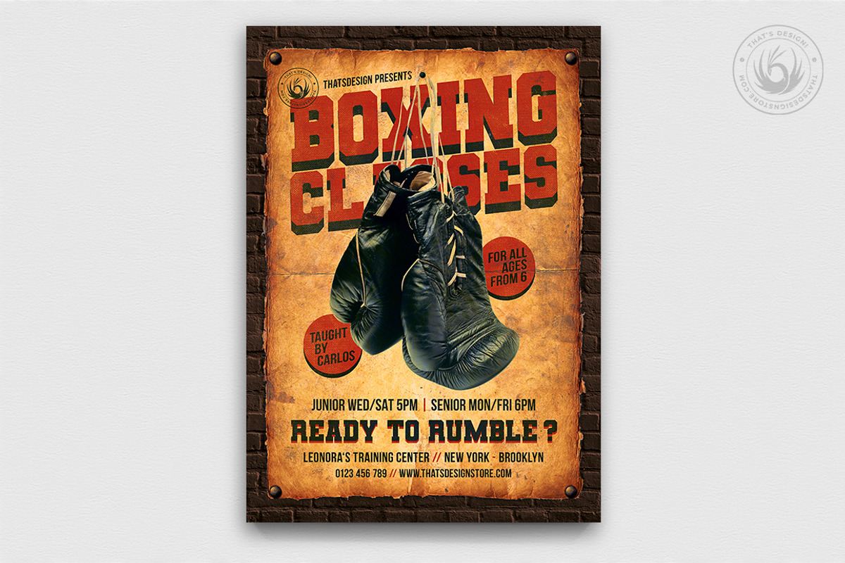 Boxing Classes Flyer Template, a Flyer Template by ThatsDesign Art