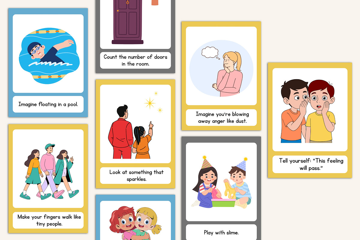 Coping Skills Cards Kids, a Stationery Template by Designmela01