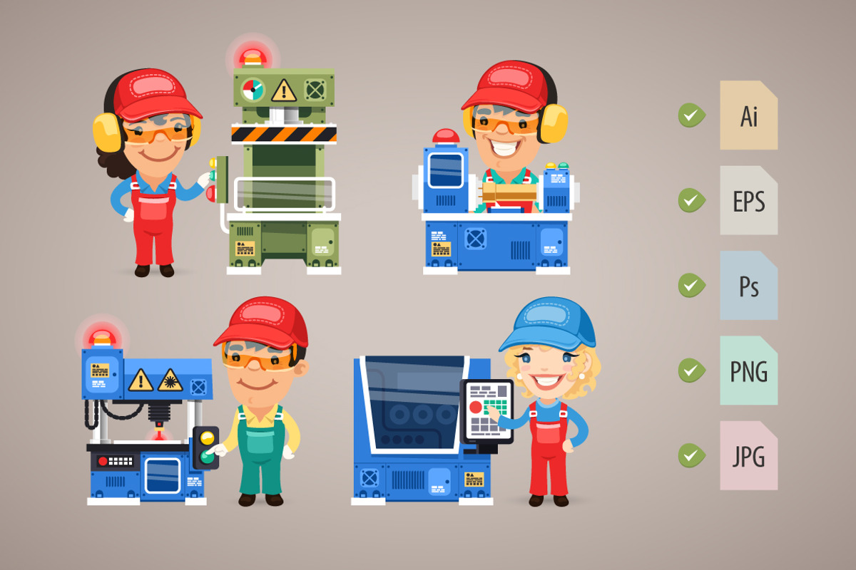 Cartoon Workers on the Factory, a Technology Illustration by Voysla's Shop