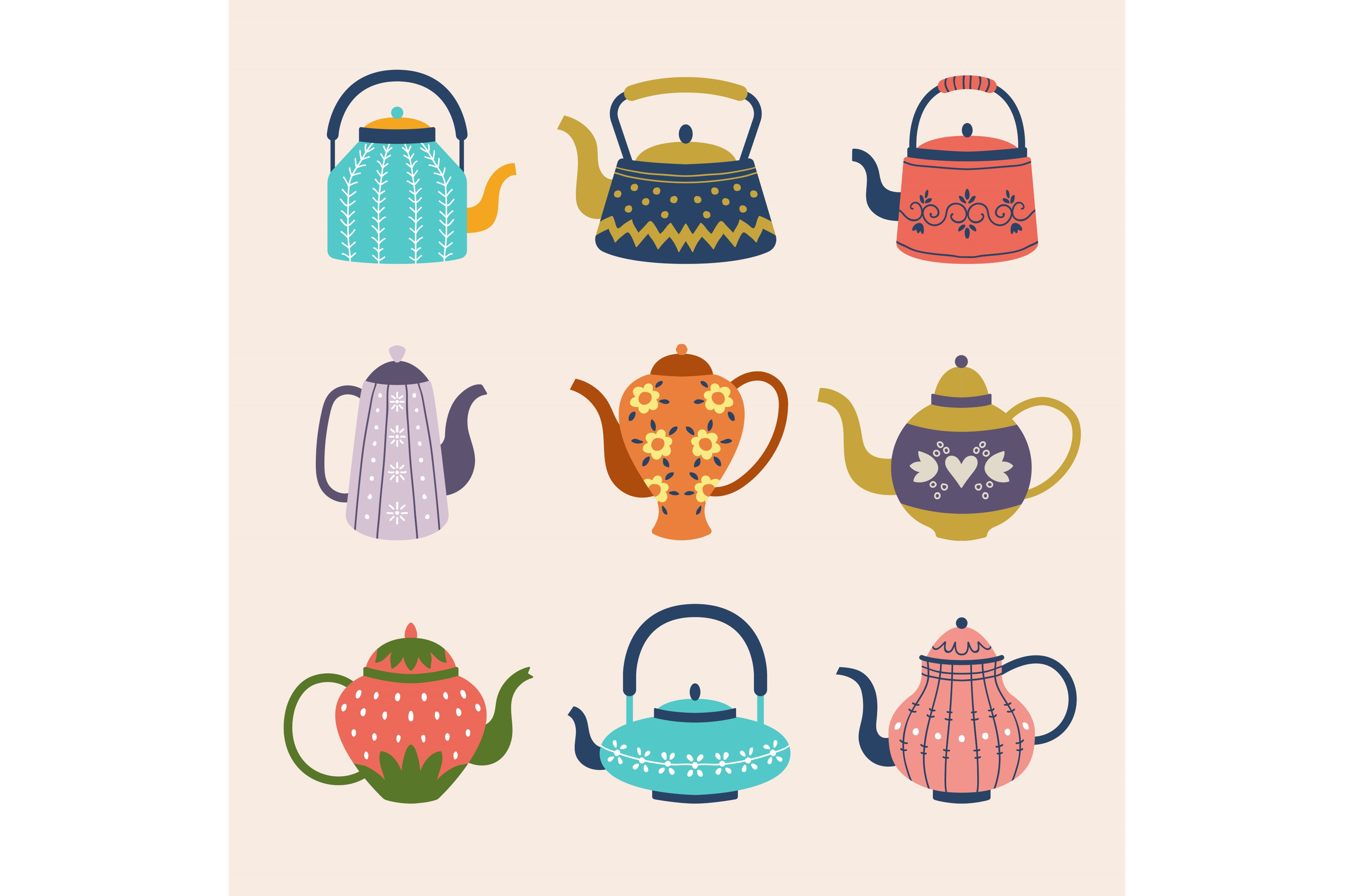 Decorative kettle. Colored kitchen, a Background Graphic by Onyx
