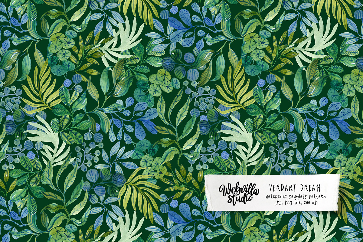 Verdant Dream Watercolor Pattern, a Pattern Graphic by Webvilla Studio