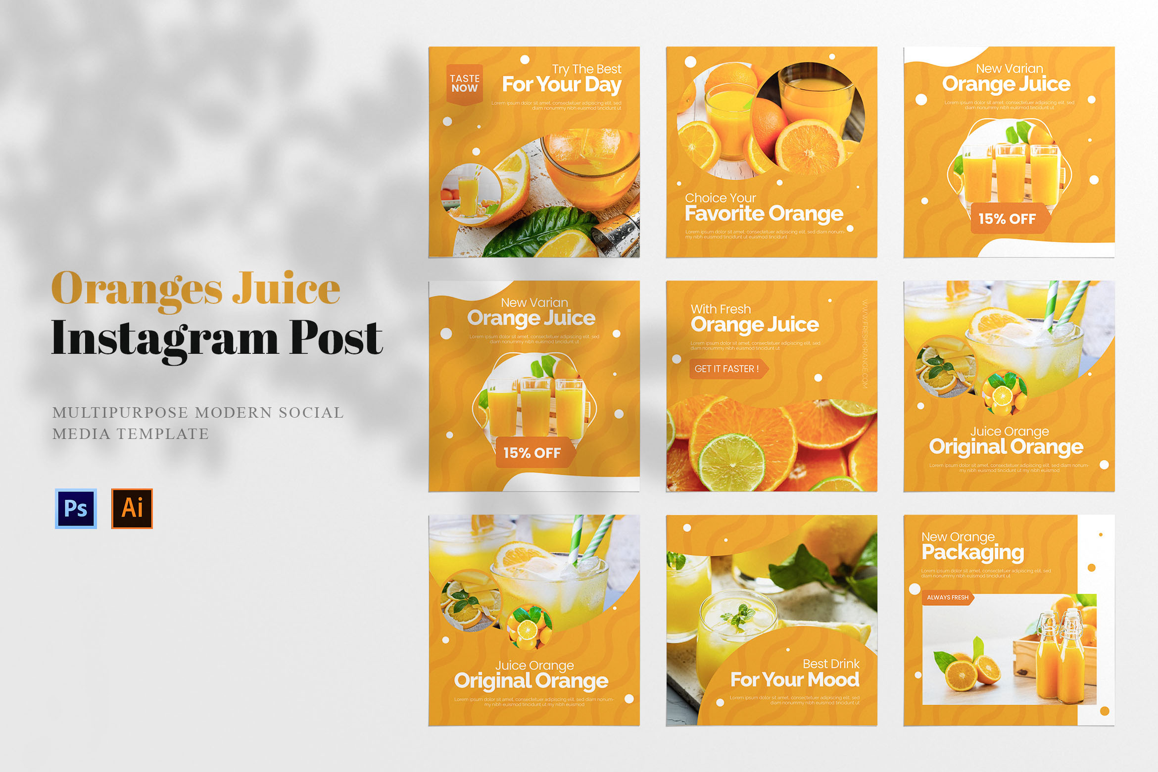 Orange Juice Social Media Post, a Social Media Template by inspirasign