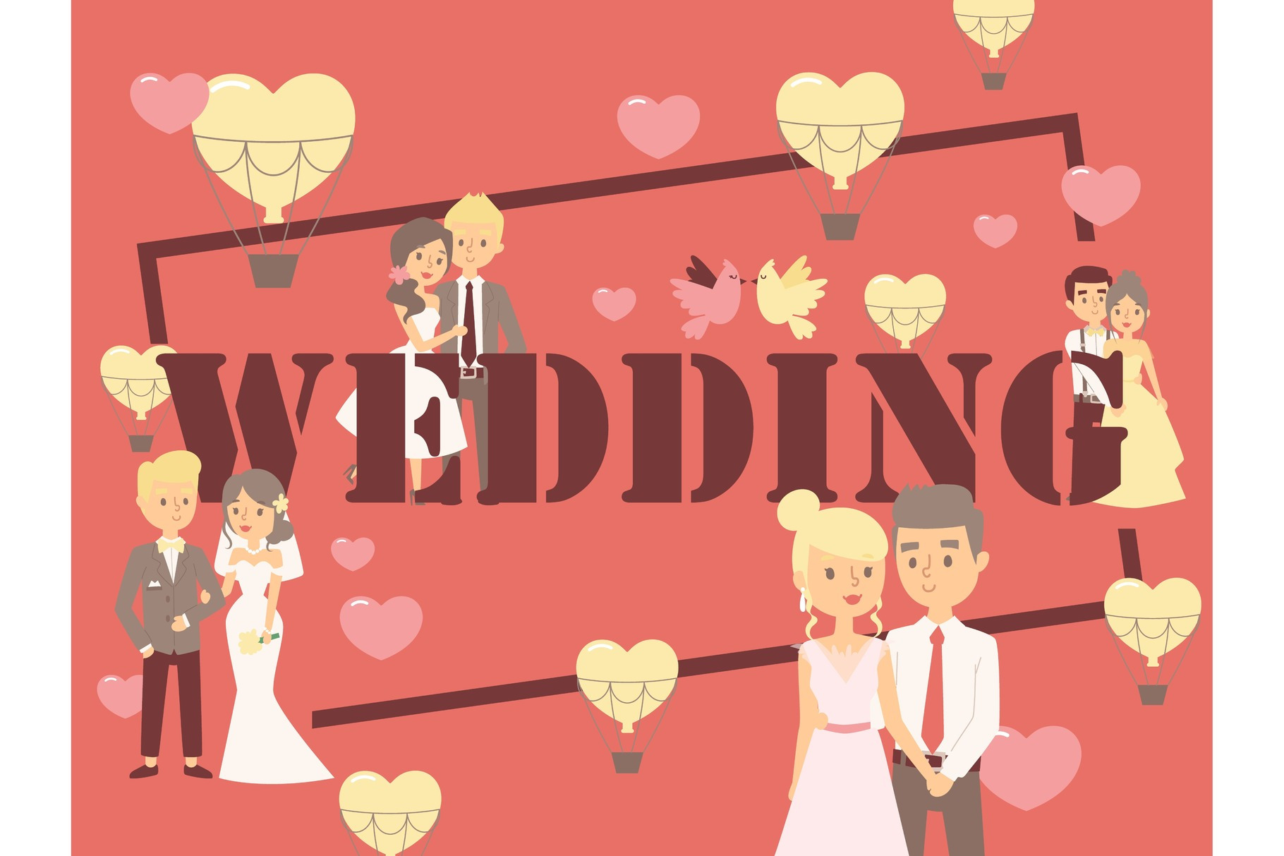 Wedding typography poster, vector, a Decorative Illustration by ...