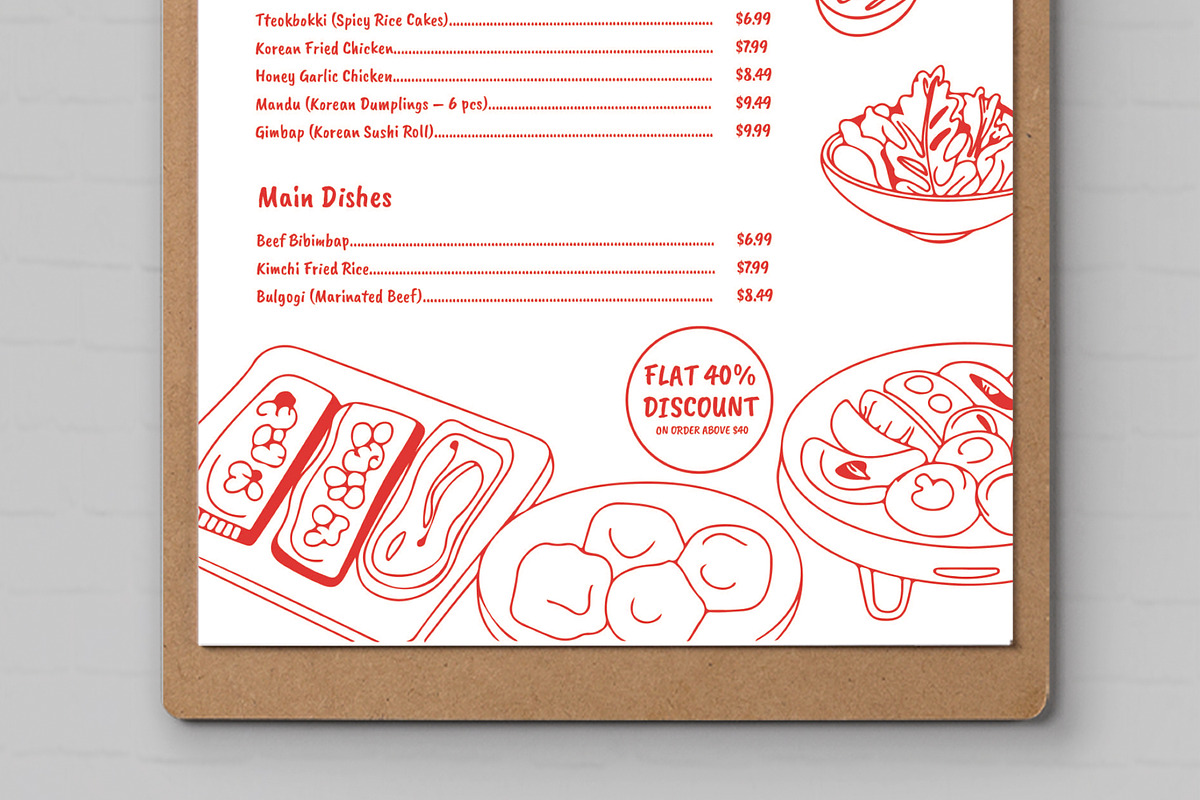 Korean Food Menu