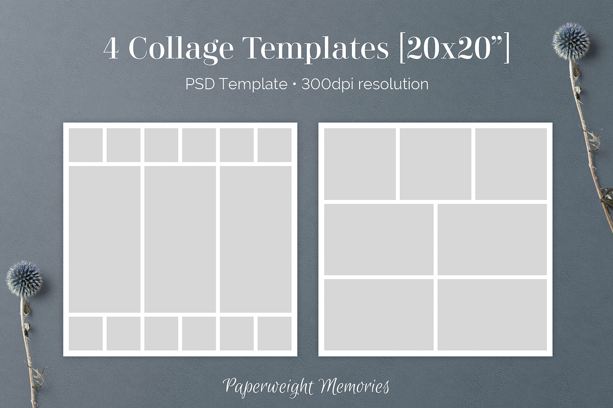 4 20x20 PSD Collage Board Templates