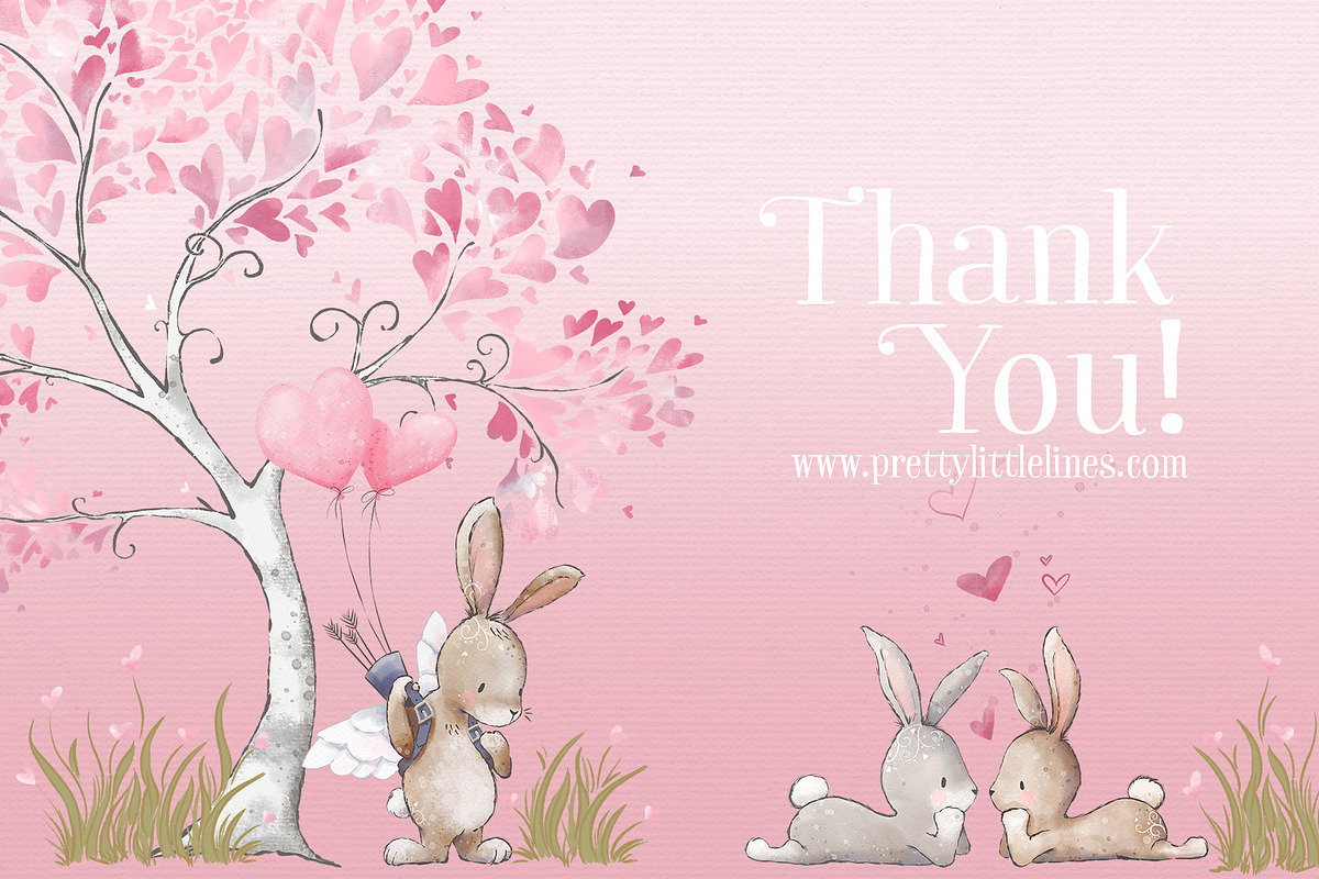 Cute Bunny Valentine's Clipart, an Animal Illustration by Pretty Little ...
