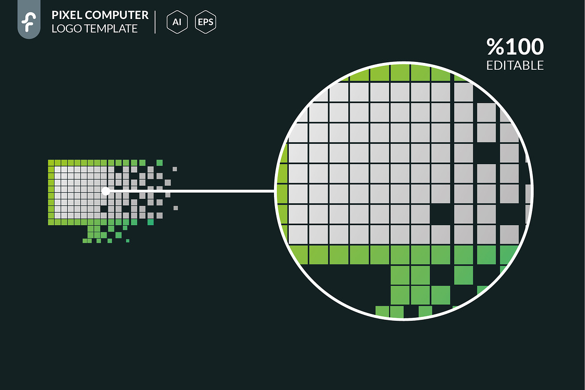 Pixel Computer Logo, a Branding & Logo Template by ft.studio